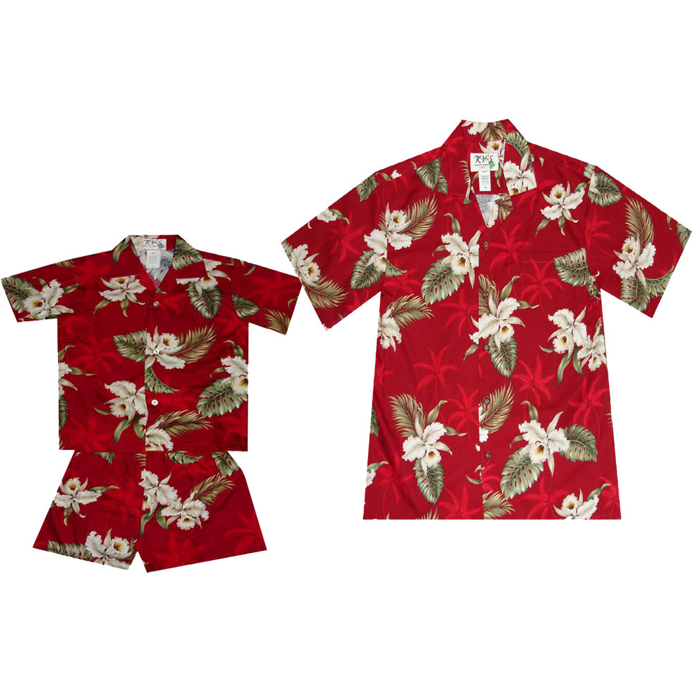 Father Son Matching Hawaiian Shirts – Orchid Print | Hawaiian Family ...